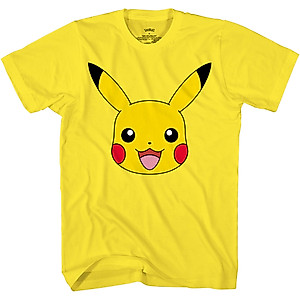 Pokemon Big Face Pikachu Adult T-Shirt(Yellow,XXL)