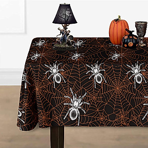 DAZONGE Halloween Decorations Indoor/Outdoor, Spill-Proof Spider Web Tablecloth, 2 Pack Plastic Halloween Table Covers 54''x110'' Black, Halloween Decor for Trick or Treat Events