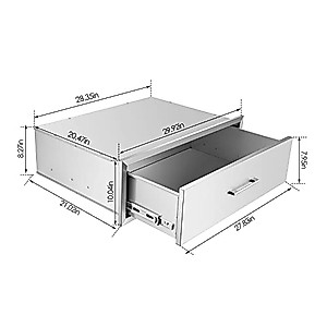 ENJOETY Stainless Steel Outdoor Kitchen Drawer, Single Huge Drawer, Perfect for BBQ Outdoor Kitchen W30 X D20 X H10
