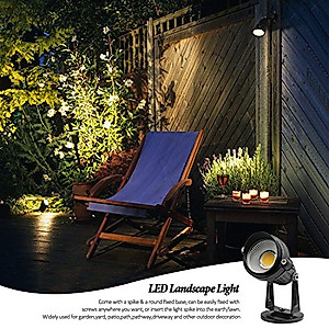 LightingWill 5W LED Landscape Lights, Warm White 3000K-3500K, Waterproof DC 12V COB LED Outdoor Wall Spotlight Low Voltage Garden Tree Spot Lighting for,Yard,Pathways,Fence (4 Pack)