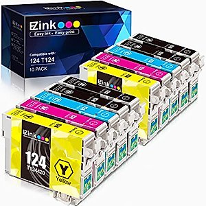 E-Z Ink (TM Remanufactured Ink Cartridge Replacement for Epson 124 T124 to use with NX125 Stylus NX127 NX130 Stylus NX230 NX330 Stylus NX420 NX430 Workforce 320 323 325 Workforce 435 (10 Pack)