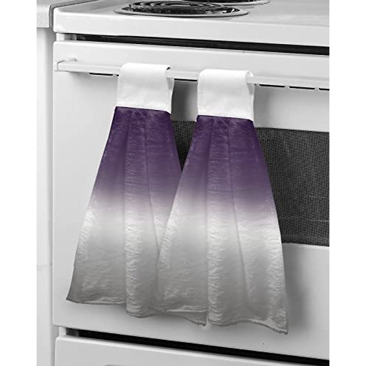 Stove Towels Hanging Kitchen Towels with Loop Deep Purple Gradient to Gray Absorbent Soft Tie Towels for Kitchen Bathroom Toilet Home 1 Pcs