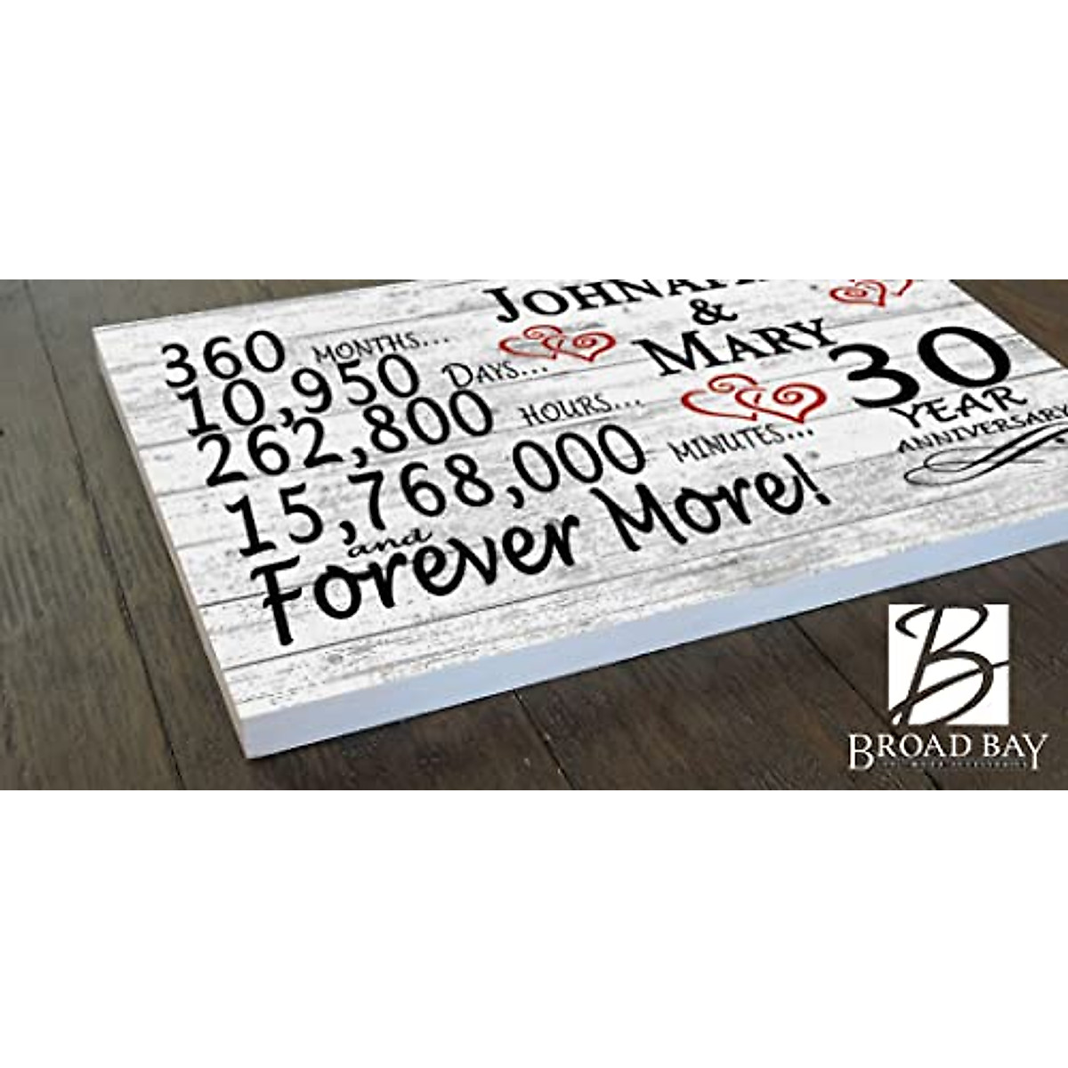 Broad Bay Personalized 30 Year Anniversary Sign Gift 30th Wedding Anniversary Present for Couple Him Or Her Days Minutes Years