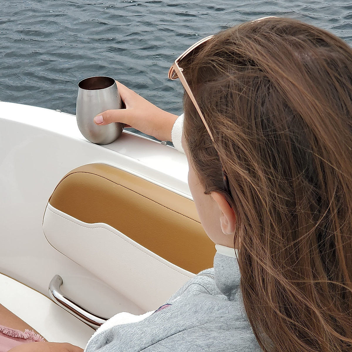 Intuition Trading Company Stainless Steel Wine Glasses Set of 4, Large Stemless 18 oz Premium 18/8 Grade Stainless Steel Red & White Wine Tumblers, Unbreakable, for Home and Outdoors