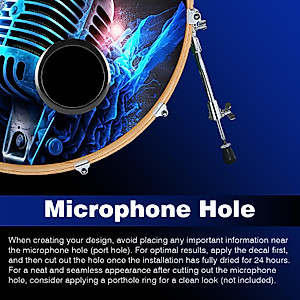 Custom 22 inch Bass Drum Decal - Drum Stickers & Decals, Full Color Custom Logo Band, Bass Drum Head Sticker Wrap, Easy Apply & Remove for Professional or DIY Kits, Made in USA