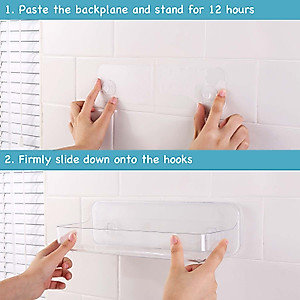 COLINCH Acrylic Adhesive Wall Mounted Shower Caddy, Large Capacity Bathroom Shelf with Drain Holes, No Need Drilling for Bathroom, Shower room, Kitchen, Laundry.