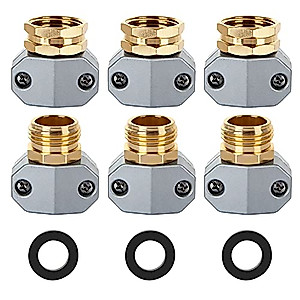 CYEAH Garden Hose Repair Kit 3 Sets, Zinc and Aluminum Male Hose End Water Hose Repair Connector, Garden Hose Repair Fittings, Fit 5/8" and 3/4" Garden Hose