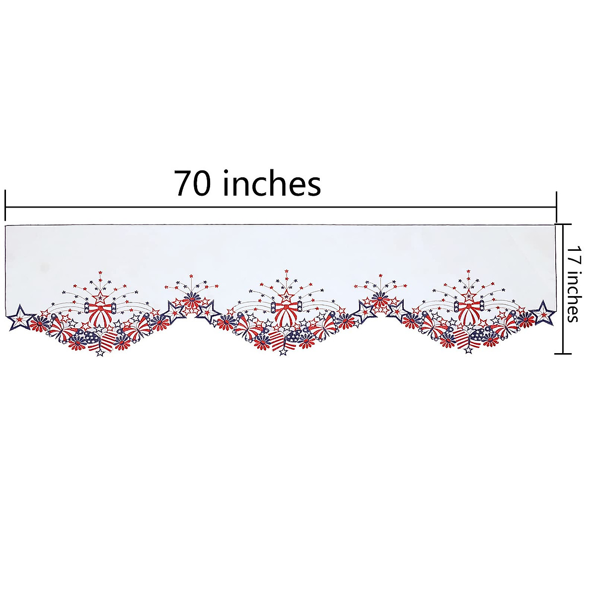 Simhomsen Embroidered Patriotic Mantel Shelf Top Scarf Runner for July 4th, American Independence Day and Memorial Day (70 × 17 inches)