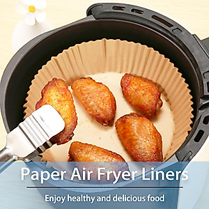 200PCS Air Fryer Paper Liners, Disposable Non-Stick Air Fryer Parchment Paper Fit 4-8QT Air fryer Basket Oil Resistant, Waterproof Baking Paper Roasting Microwave (Round,8 Inch)