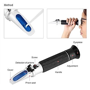 Brix Meter Refractometer, Professional Handheld Alcohol 0-80% Test Refractometer Tester Brix Refractometer Hydrometer with Automatic Temperature Compensation Function for Brewing Beer Wort
