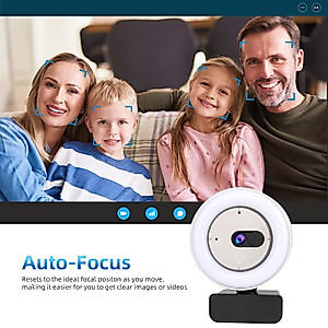 TENFISH 2K Webcam,HD Autofocus Webcam with Microphone, Adjustable Ring Light Web Camera Video Cam with Privacy Cover Webcams for Pc Webcams & voip Equipment,Mac Compatible Webcams