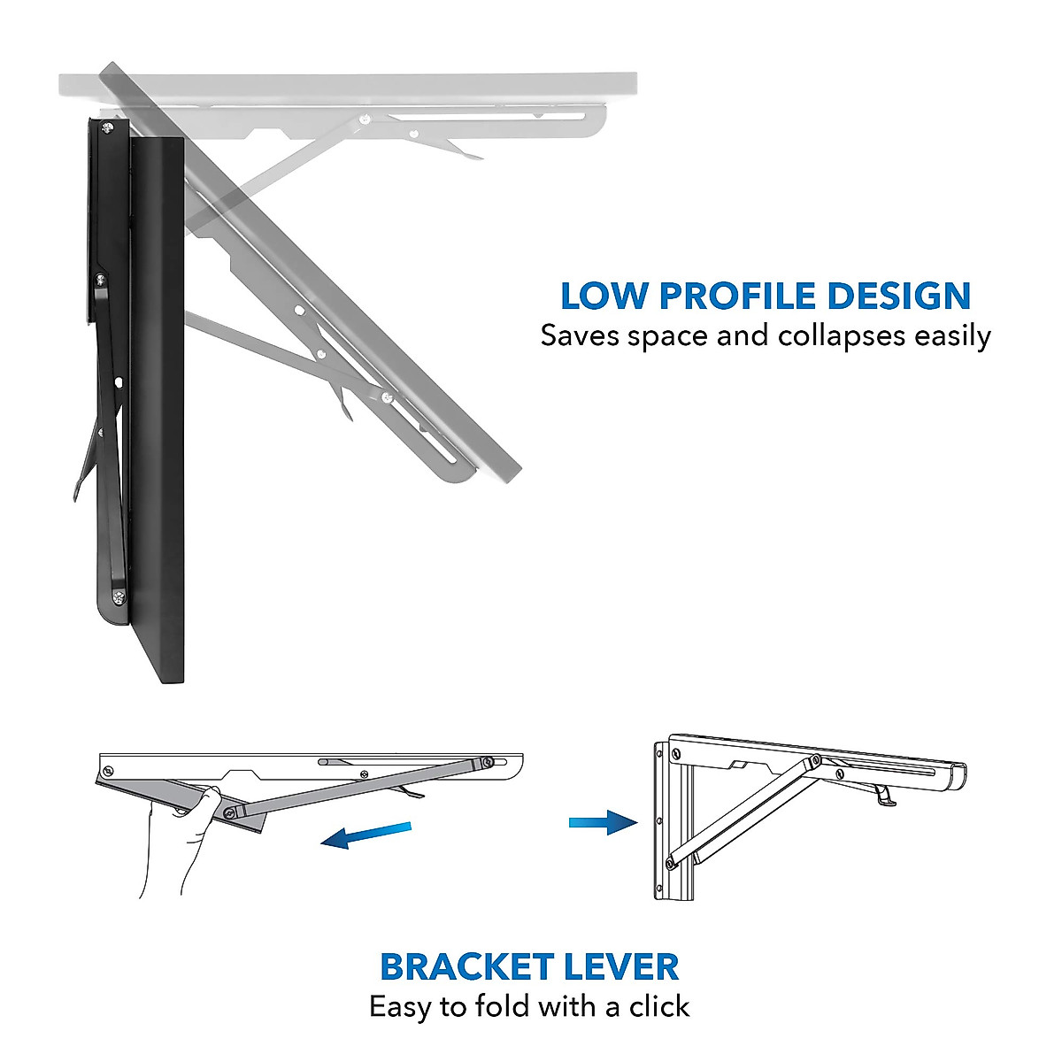 Mount-It! Heavy Duty Wall Mounted Drop Leaf Table, Folding Wall Mounted Desk, Drop Down Table 45x15x7, Floating Desk, Folding Laundry Table for Small Spaces, Home Office, Garage, Basement Kitchen