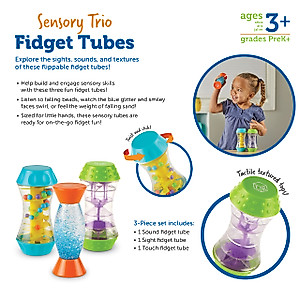 Learning Resources Sensory Trio Fidget Tubes - Creativity For Kids, Bottles For Toddler, Kids Travel Essentials Toys, Fine Motor Skills Gifts, Calm Down Corner Supplies, Bin Activities