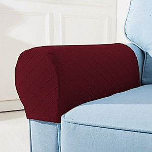 ZHOUZHOU Sofa Armrest Covers Anti-Slip Chair Couch Arm Protector Stretch Soft Furniture Armrest Protectors Chairs Sofas Arm Covers Recliner Slipcovers,Red
