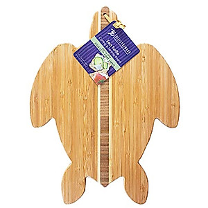 Totally Bamboo Sea Turtle Shaped Cutting Board and Charcuterie Serving Tray, Great for Wall Display