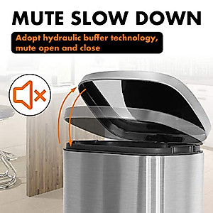 Kitchen Trash Can with Lid Step Trash Bin, 8 Gallon/ 30L Brushed Stainless Steel Fingerprint-Proof Garbage Can for Office Study Bedroom Bathroom Trash Can