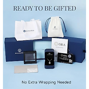 MomentWish Heart Necklace, Birthday Gifts for Women, 1Carat Moissanite Necklace, 925 Sterling Silver Diamond Heart Necklace Jewelry Gift for Wife Mom on Valentine's Day Christmas Anniversary