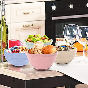 Unbreakable Cereal Bowls 30 OZ, KepRodp Wheat Straw Bowls Reusable, Eco Friendly, Dishwasher & Microwave Safe, BPA Free, Lightweight Bowl for Cereal, Camping, RV, Salad, 4 Pack