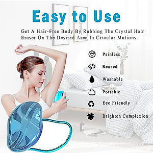 Crystal Hair Eraser for Women Men - BVSIAONG Crystal Hair Remover Magic Hair Eraser, Painless Exfoliating Hair Removal Tool Fast & Easy Skin Exfoliate for Arms Leg Back and Body (Blue)