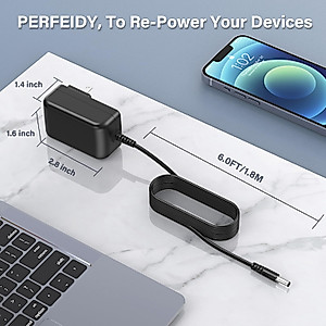 Power Cord for AeroGarden Harvest 360 Slim 100690 Replacement Charger AC Adapter for AeroGarden Harvest Elite 100691 6.0Ft Extra Long DC Power Supply PERFEIDY