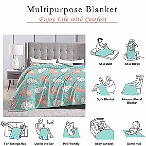 Axolotl Blanket Axolotl Gifts for Girls Boys Soft Fleece Cozy Warm Flannel Lap Throw Blanket for Toddler Kids Adults Couch Bed Cute Quilt, Green 40"X50"