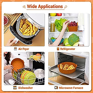 Air Fryer Silicone Liners, Znben 8 Inch Reusable Silicone Air Fryer Basket for Oven Non Stick Heat Resistant Air Fryer Silicone Pot for Oven Dishwasher Safe Fits 3-7 Qt Air Fryer 2Pack (Grey+Brown)