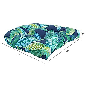 Rulu Set of 2 19"x19"x4" Hanalei Lagoon Outdoor/Indoor Wicker Seat Cushions, Blue/Green