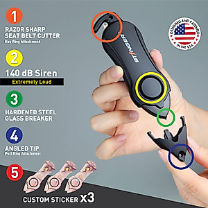 Stinger Personal Alarm Keychain Emergency Tool, Safety Panic Alarm Siren, Seat Belt Cutter, Glass Breaker, Security Device for Women Men Kid, Design in USA (Pink Marble)