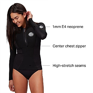 Rip Curl G-Bomb 1mm LS Front Zip Womens Wetsuit Jacket 0090-Black 8