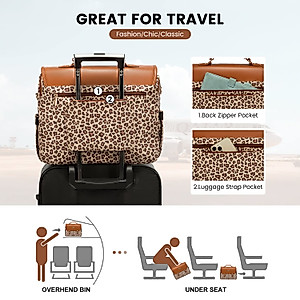LOVEVOOK Laptop Bag for Women, Large Capacity Computer Bags Cute Shoulder Messenger Bag, Business Work Bags Tote Briefcase Purse Laptop Sleeve Case, 15.6inch, Leopard Print-Brown Pro
