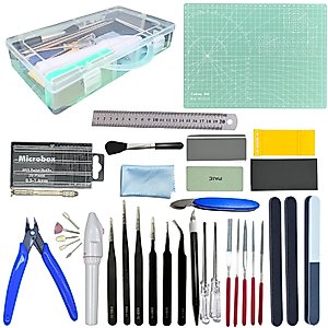 JUNYAOHSU Gundam Model Tool Kit, 64pcs Hobby Modeler Basic Tool Set for Minature Bandai Models, Cars, Airplanes, Buildings, Gundam, Robots Repairing Fixing