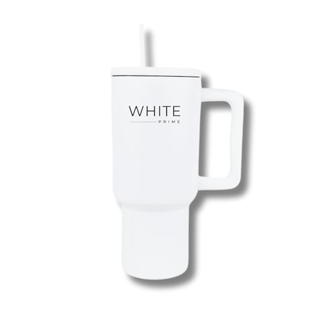 WHITE Prime 30 oz Tumbler | Simple Elegant Modern | Stainless Steel Double Wall Tumbler with handle and Straw Lid | Reusable Water Bottle Travel Mug | Cupholder Friendly | Drinkware Flasks