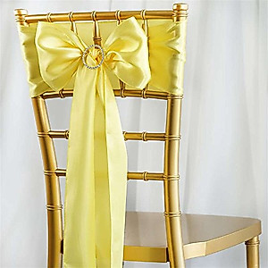TABLECLOTHSFACTORY 5pcs Yellow Satin Chair Sashes Tie Bows Catering Wedding Party Decorations 6 x106