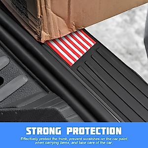 Car Rear Bumper Protector Guard, American Flag Anti-Scratch Door Entry Sill Guard, Non-Slip Rubber Vehicle Trim Cover Protection Strip, Car Accessories for Most Cars (Black/Red Flag/35.4"x2.7")