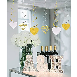 Engagement Party Decorations Sparkly Gold Engagement Decorations, Engaged Banner, Cake Decorations, Confetti, Ring Balloons for Wedding Engagement Party Decor