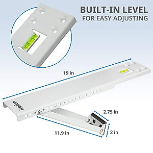 Ivation Universal Air Conditioner Support Bracket | 19” Easy-Install Adjustable Platform for AC Units Up to 170 Lbs. | Support Leg with Rubber Foot, Built-in-Level & Extenders for All Window Types