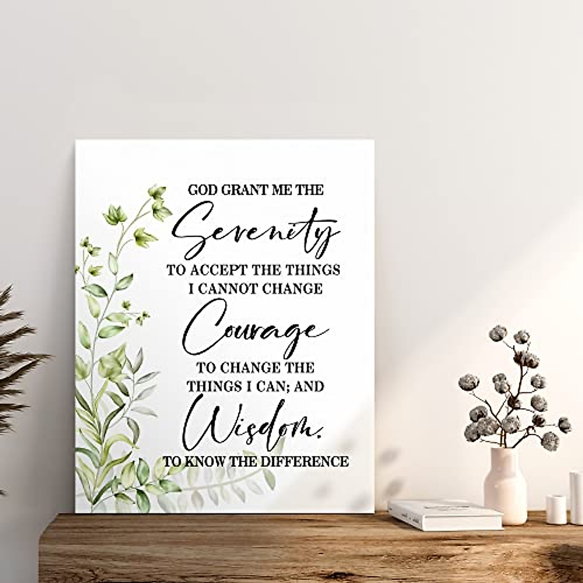 FAZAKION Christian Wall Art Inspirational Quotes, Serenity Prayer, God Grant Me The Serenity Canvas Artwork Wall Decoration (12"X15" Framed), Living Room Bedroom Home Decor -038