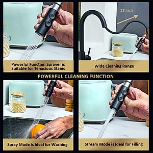 Black Kitchen Faucet, Kitchen Faucets with Pull Down Sprayer, KINFAUCETS Single Handle Pull Out Kitchen Sink Faucets, Commercial Pull Down Faucet, Farmhouse RV Bar Utility Sink Faucets, Matte Black