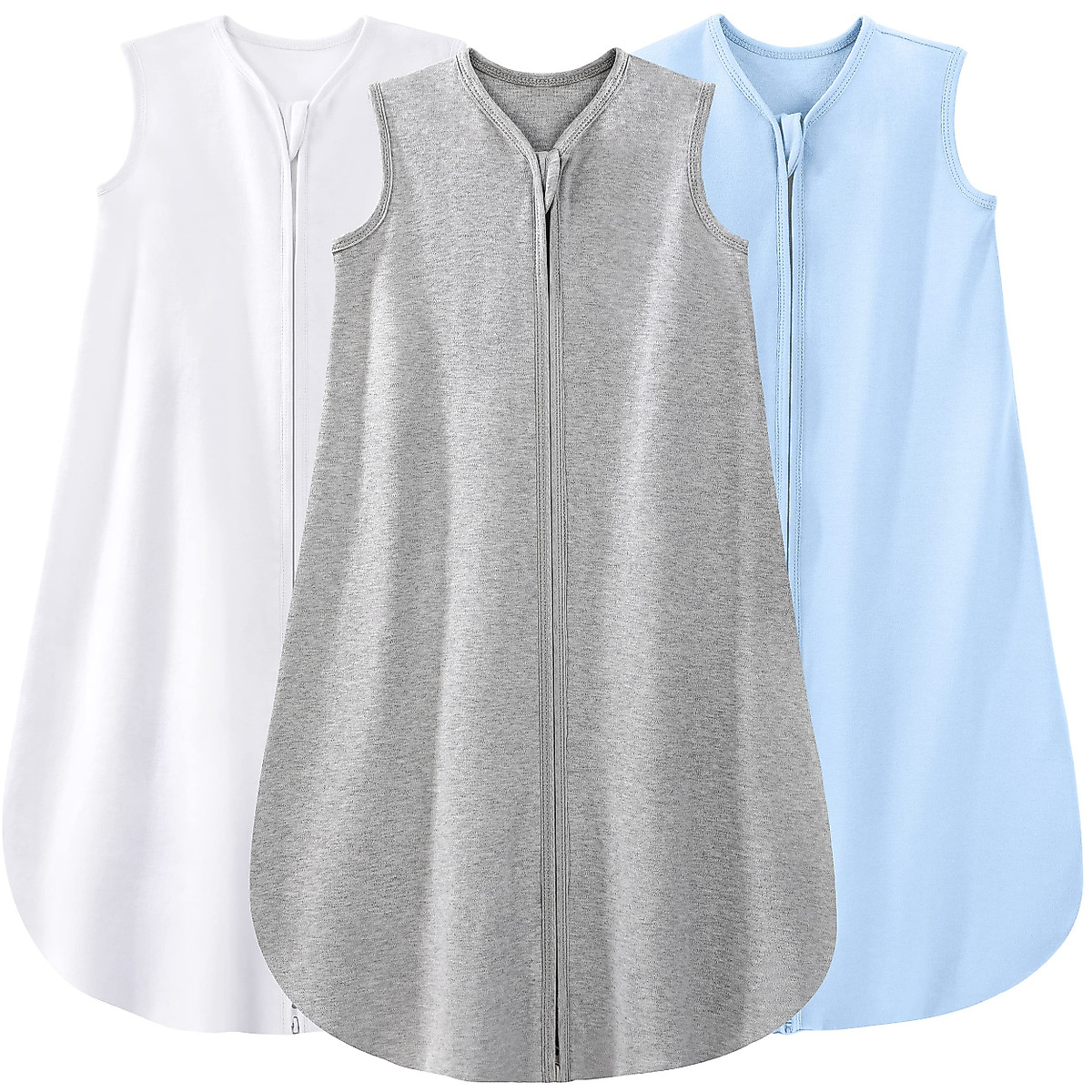 Yoofoss Baby Sleep Sack 3-6 Months 100% Cotton 0.5 TOG Baby Sleeping Bag 2-Way Zipper Toddler Wearable Blankets 3 Pack Breathable Lightweight (Small)