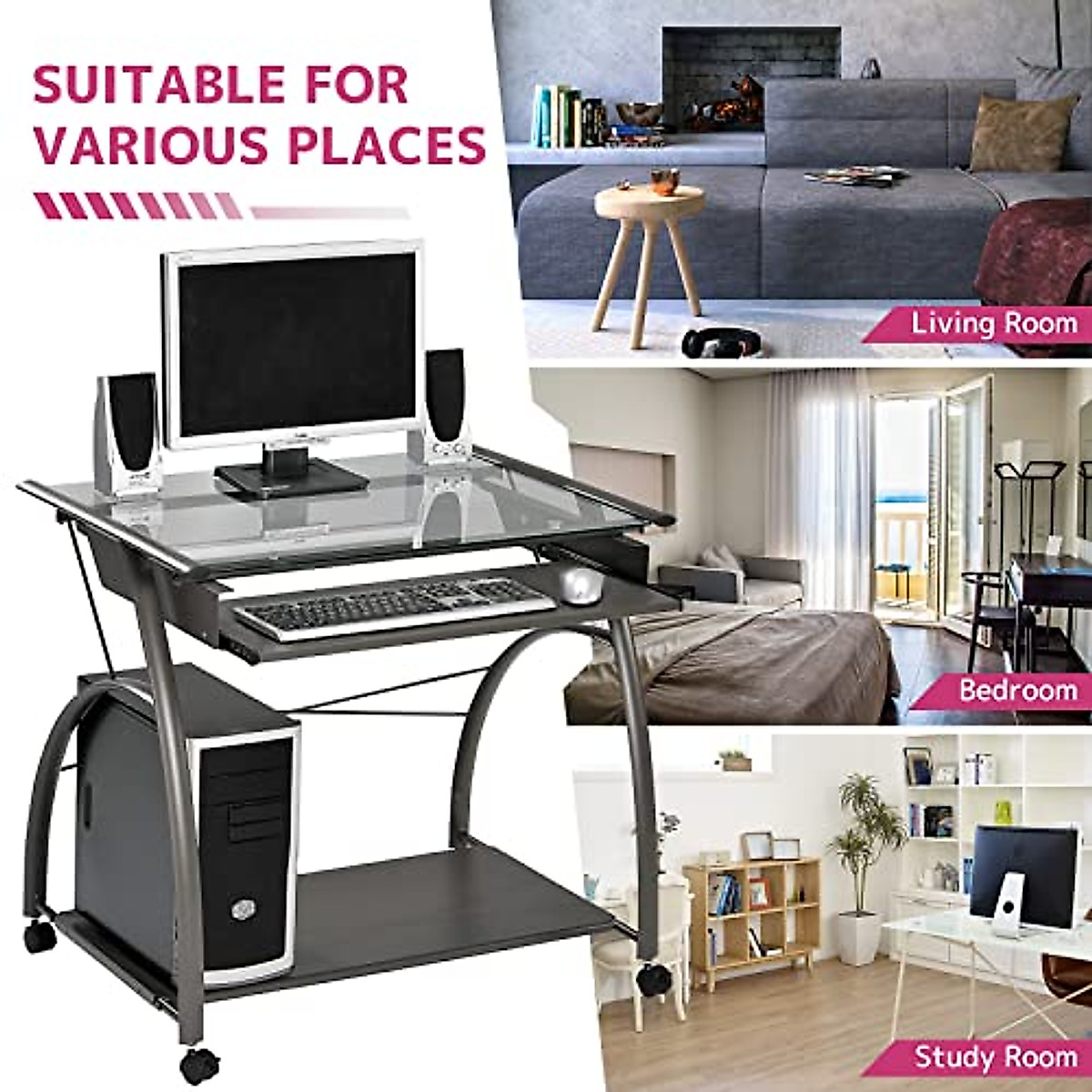 ACME Vincent Computer Desk - 00118 - Pewter