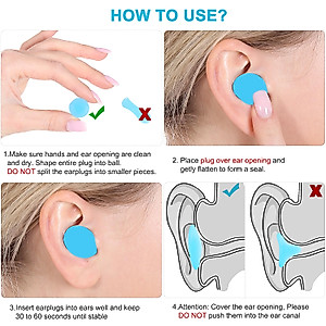 Reusable Silicone Ear Plugs, Waterproof Noise Cancelling EarPlugs for Sleeping, Mowing, Swimming, Airplanes, Concerts