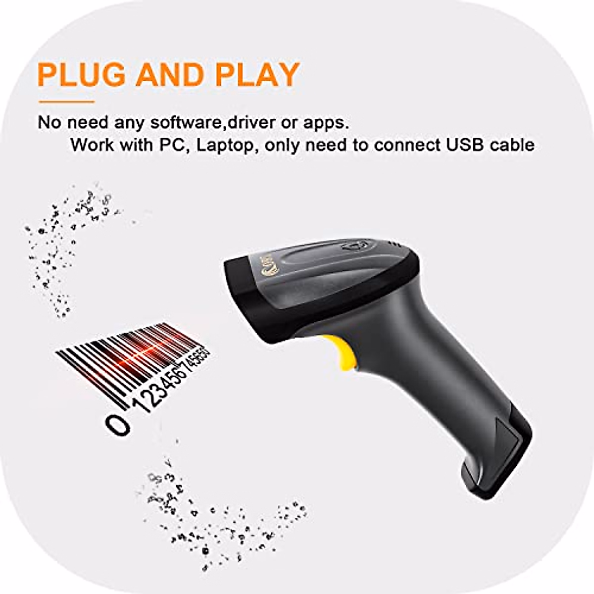 1D Laser Wired Barcode Scanners Readers, Wired Handheld Laser Barcode Scanner, Automatic 1D Bar Code Reader for Supermarket, Convenience Store, Warehouse