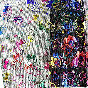 Yuanchuan Cartoon Glitter Tulle Rolls 6 inch x 10 Yards (30 feet) for Table Runner Chair Sash Bow Pet Tutu Skirt Sewing Crafting Fabric Christmas Wedding Unicorn Halloween Party Gift Ribbon (Black)