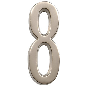 Distinctions Nickel, 8 Hillman 843288 4-Inch Die Cast Self-Adhesive House Address, Brushed, Number