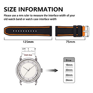 Narako Silicone Watch Bands Divers Model Replacement Rubber Watch Strap 20mm 22mm 24mm 26mm Waterproof Line Bicolor Silver Buckle for Men and Women Sport (26mm, Orange)