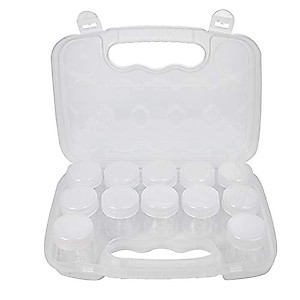 The Beadsmith Personality Case - Clear Storage Organizer Box, 8 x 8.5 x 1.75 inches - Includes 12 Small Containers with lids – 1.5 x 1.5 inches, Molded Case with Built-in Handle