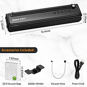 Vacuum Sealer Machine Food Saver Vacuum Sealer Machine with Cutter and 28 Bags, Automatic Air Sealing System for Food Fresh, Dry & Moist Modes, Compact & Magnetic Design for Seal a Meal