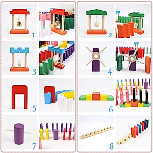 BigOtters Extra Large Domino Blocks Set, 108PCS Domino Starter Kit Colorful Wooden Domino Blocks Racing Tile Game Educational Toys for Boys Girls Birthday Gift Party Favor