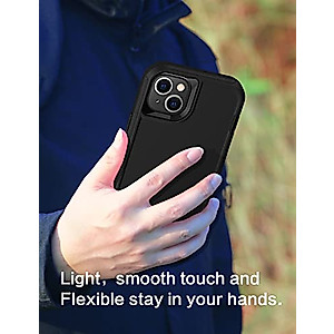 MXX Heavy Duty Case for iPhone 14 Plus, with Tempered Glass Screen Protector,Camera Lens Protector 3-Layer Full Body Protection Cover Shockproof DustProof, for 6. 7 inch 2022 (Black)