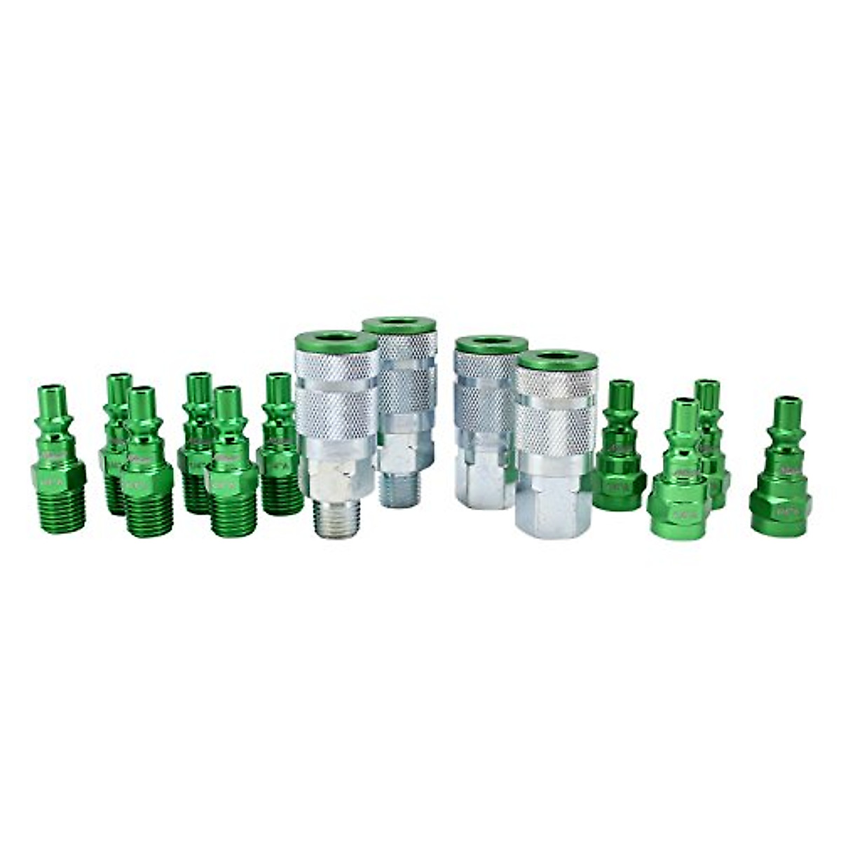 Milton ColorFit Coupler & Plug Kit (14 Piece), A-Style 1/4 NPT Green, S-314AKIT